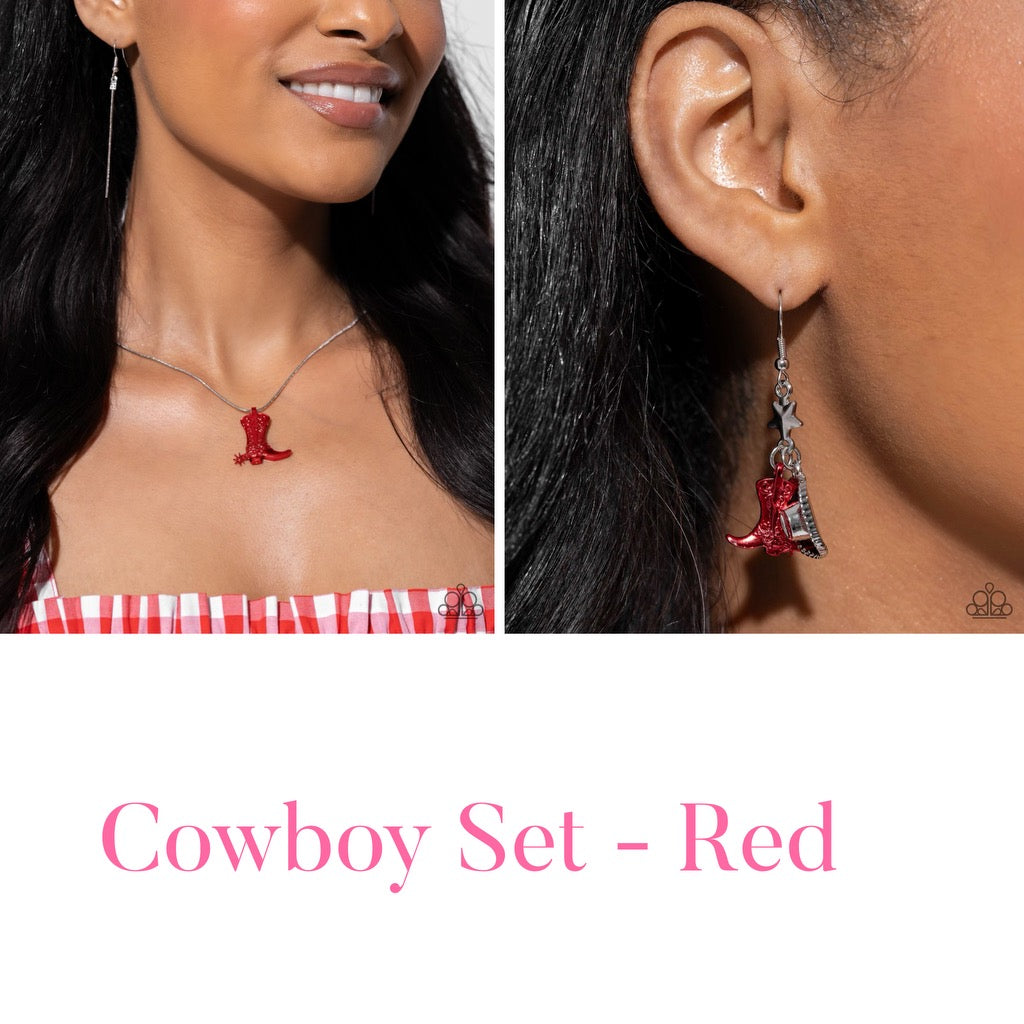 Paparazzi Boot Royalty Red Set – Frosted Gems
